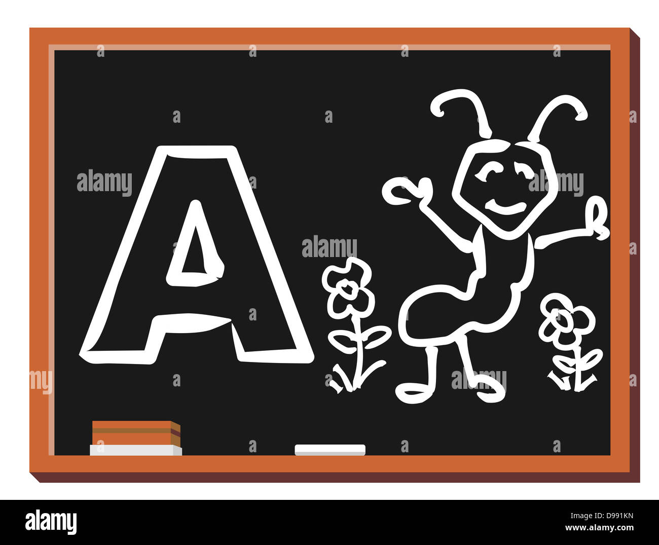 Illustration of alphabet letter A with a cute little happy ant isolated ...
