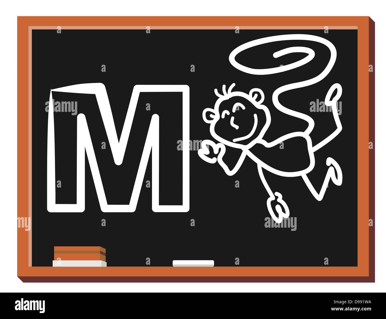 Illustration of alphabet letter M with a cute little monkey on ...