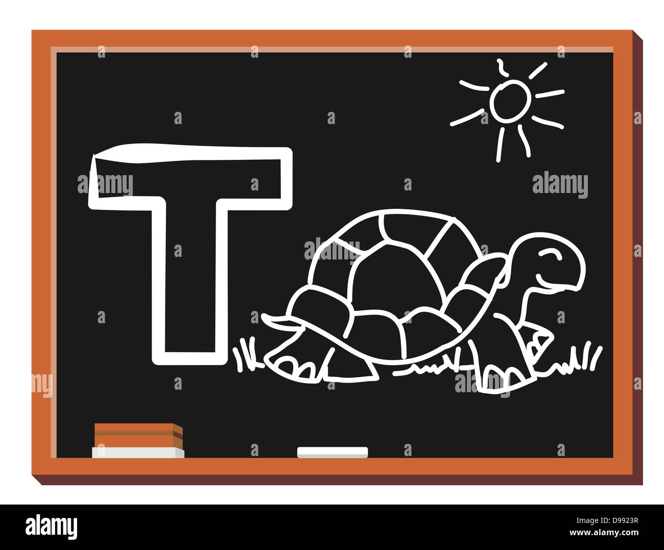 Illustration of alphabet letter T with a cute little turtle isolated on ...