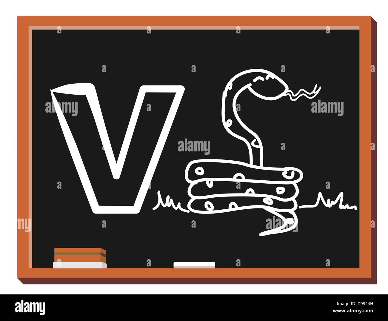 Illustration of alphabet letter V with a cute little viper isolated on ...