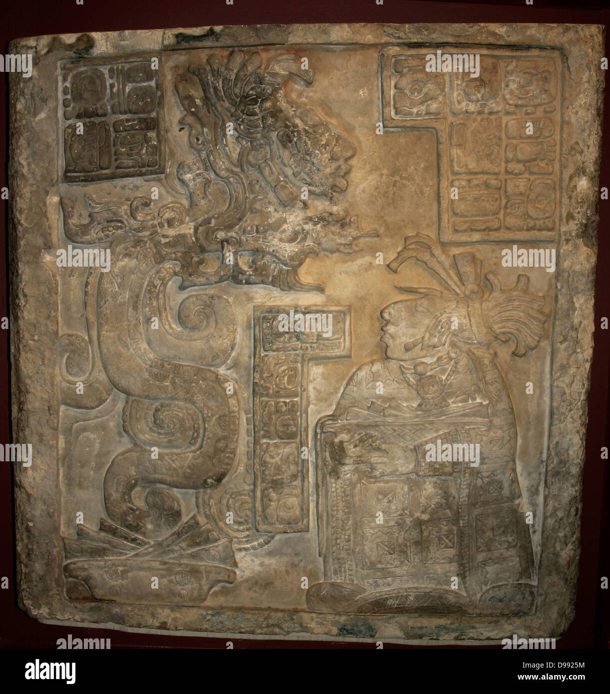 Lintel No 15, from Yaxchilan, Mayan, AD 770. Noblewoman raising spirit ...