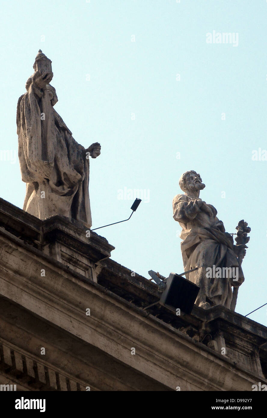 Baroque style sculptures in the Vatican Museum Gardens; Rome. Pope ...