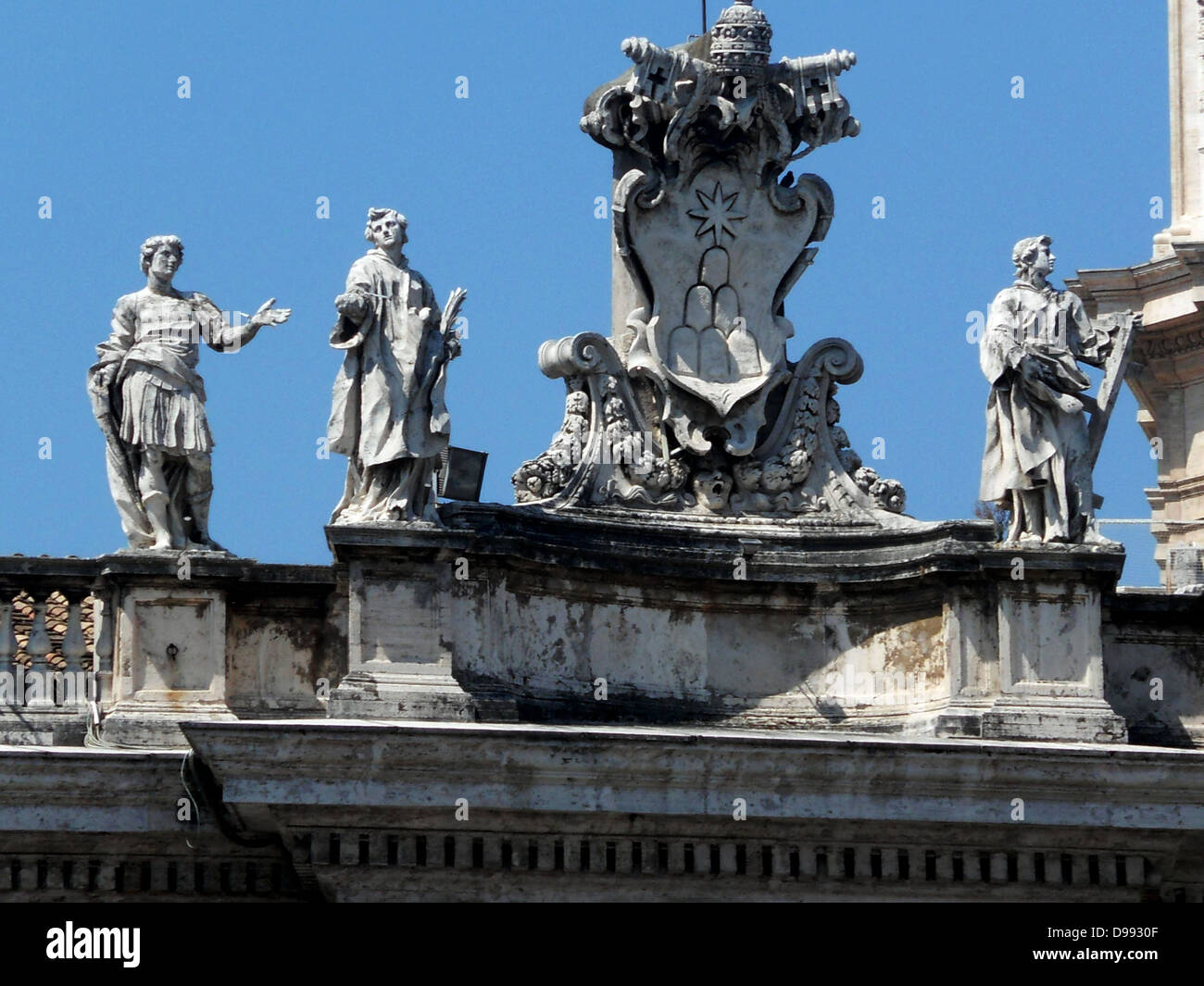 Baroque style sculptures in the Vatican Museum Gardens; Rome. Pope ...