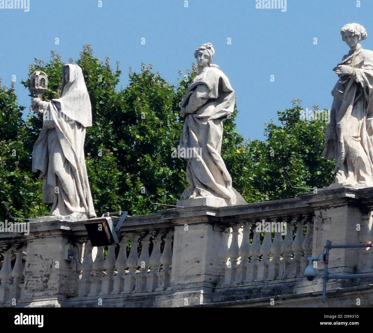 Baroque style sculptures in the Vatican Museum Gardens; Rome. Pope ...