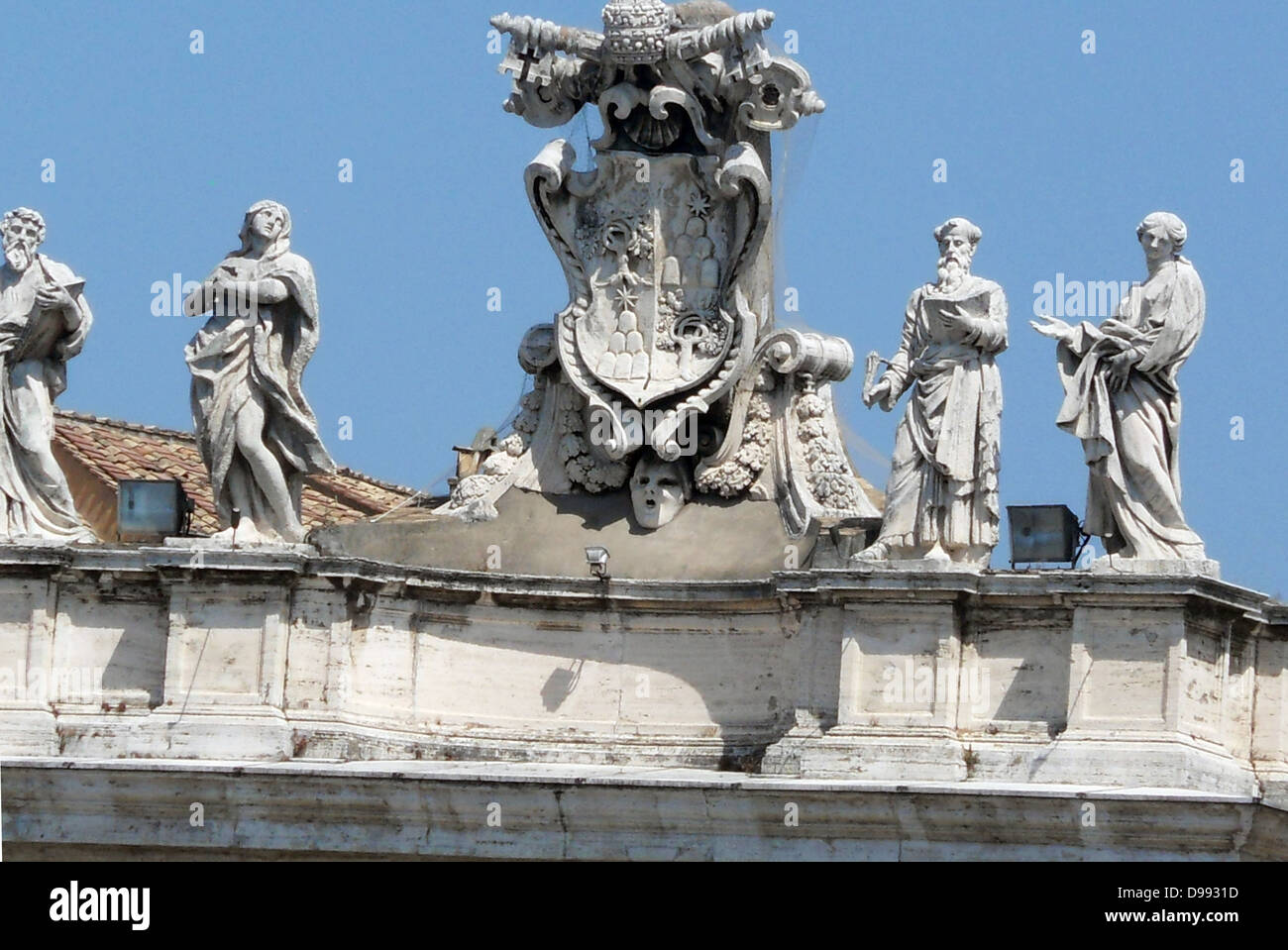 Baroque style sculptures in the Vatican Museum Gardens; Rome. Pope ...