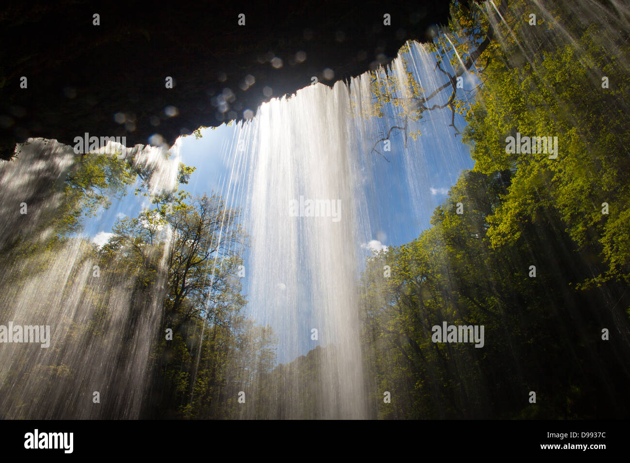 Sgwd yr Eira waterfall, on the Four falls trail, Brecon Beacons, Wales ...
