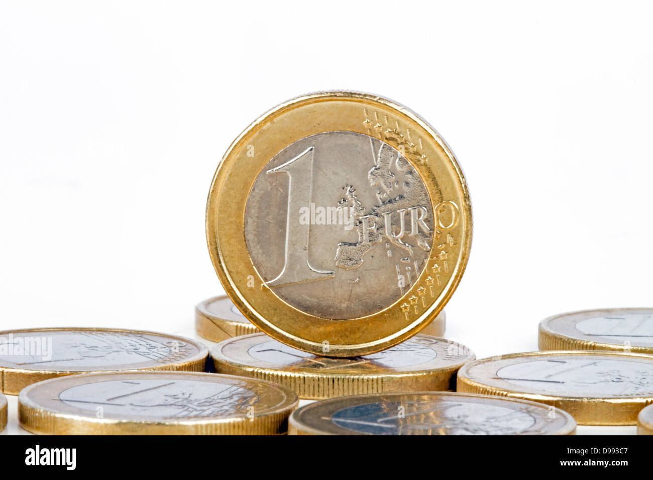 One euro coin on a white background Stock Photo - Alamy