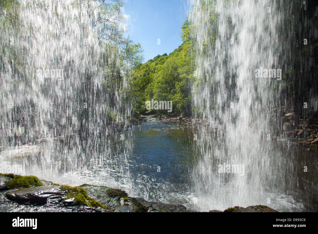 Sgwd yr Eira waterfall, on the Four falls trail, Brecon Beacons, Wales ...