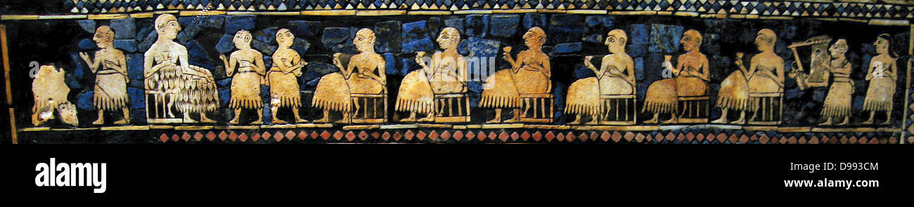 The Peace frieze from the Standard of Ur. Sumerian artefact excavated ...