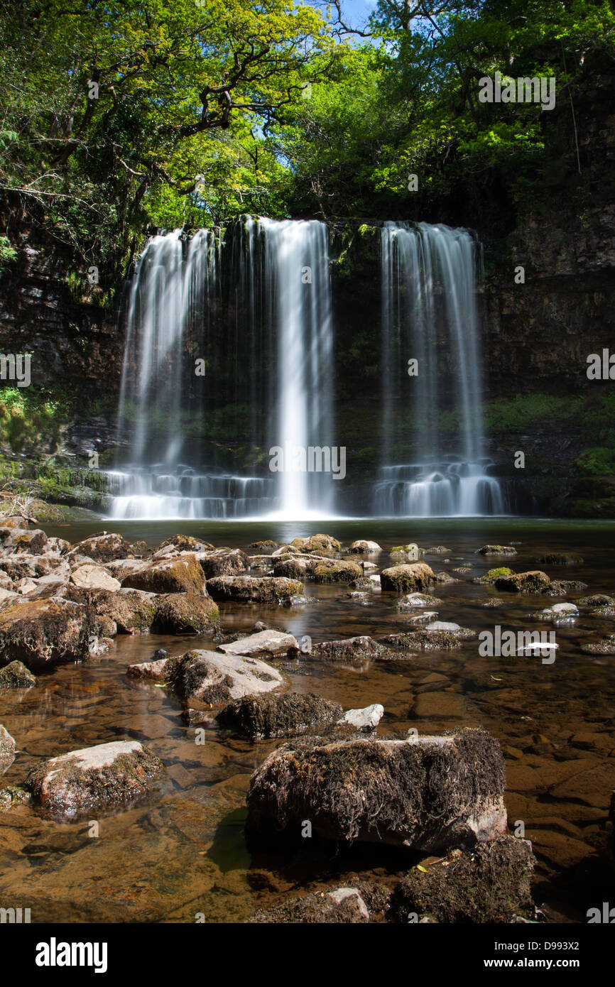 Sgwd yr Eira waterfall, on the Four falls trail, Brecon Beacons, Wales ...