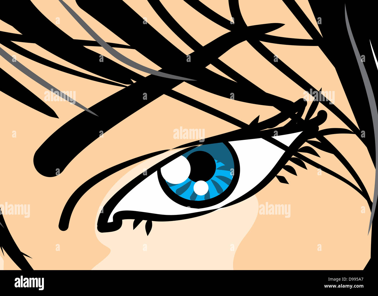 Comic style illustration of a beautiful woman eye, in close-up Stock ...
