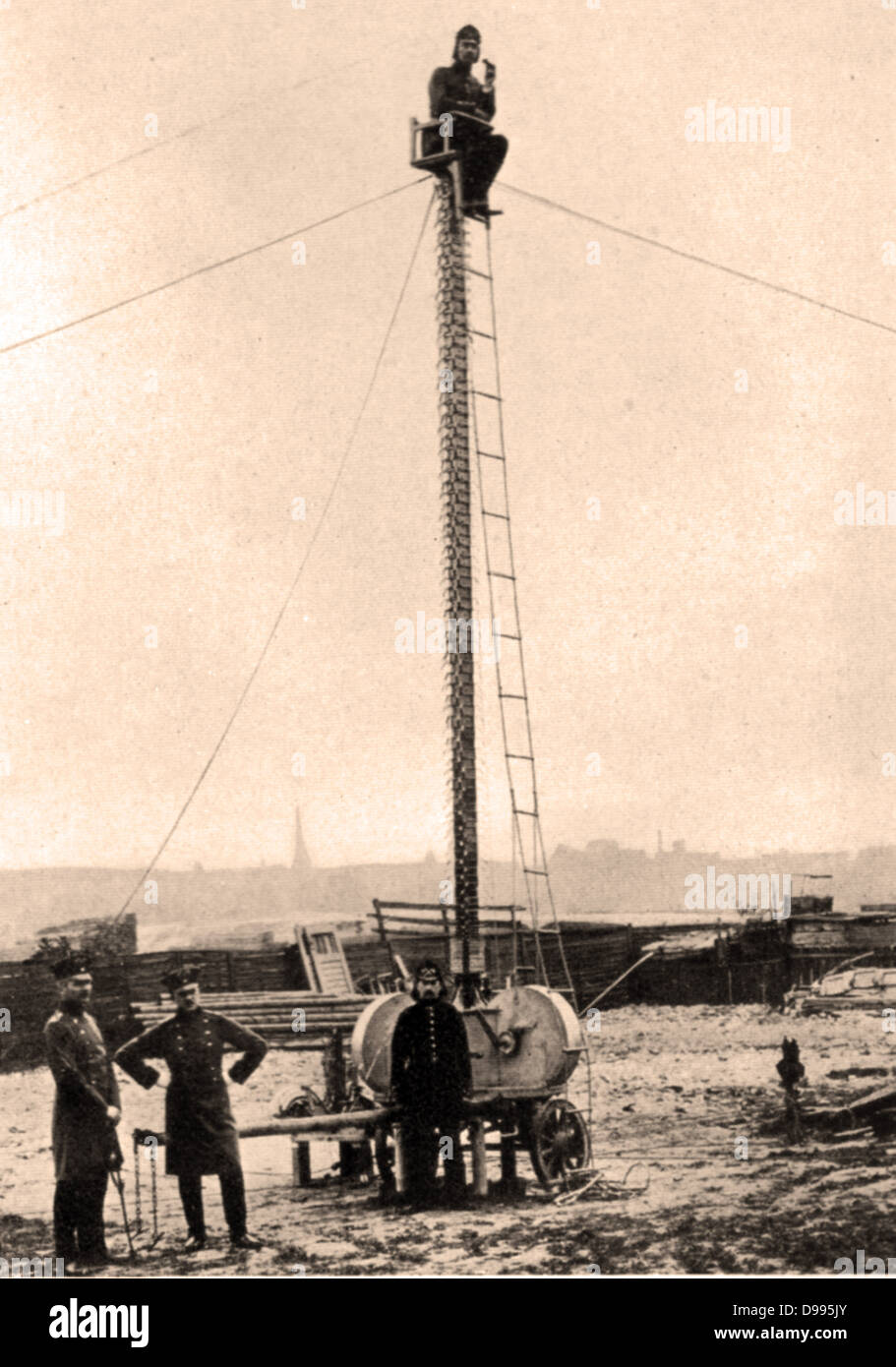 German Army collapsible observation tower which could be speedily ...