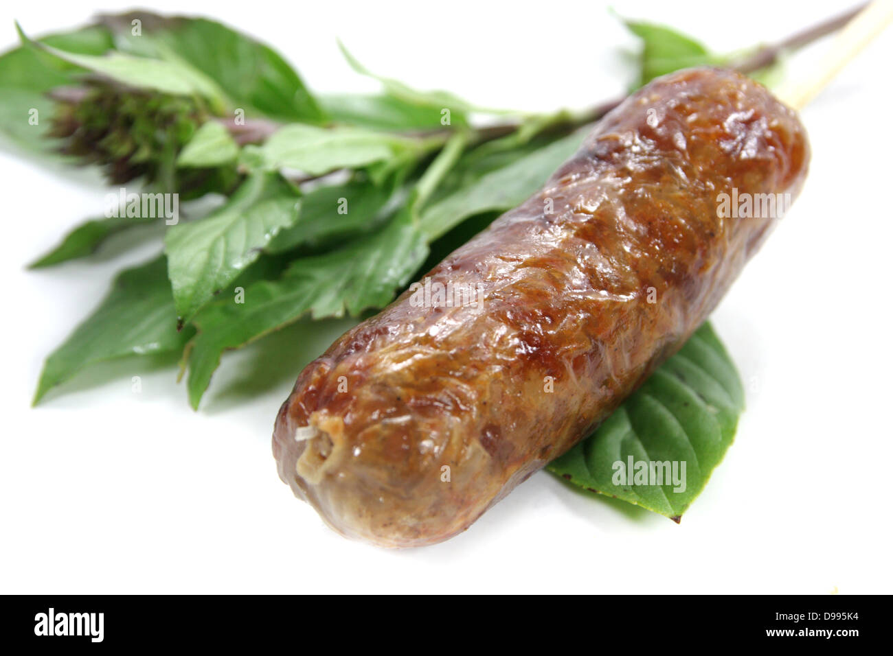 Thai style pork sausages , ( Thai northeast Isan sausages Stock Photo ...
