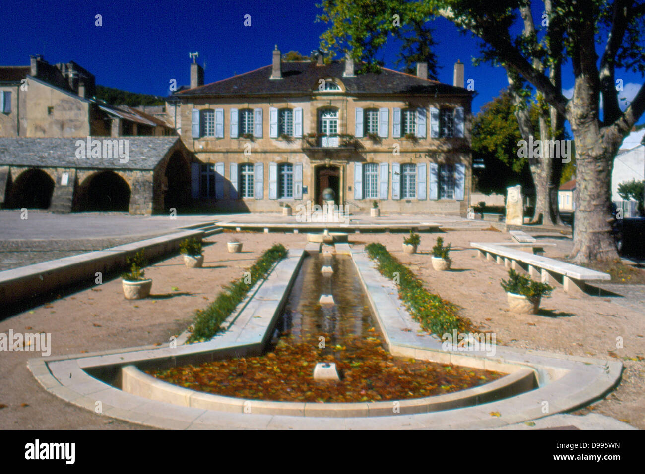 France, Languedoc and Roussillon. Nant. Town square and post office ...