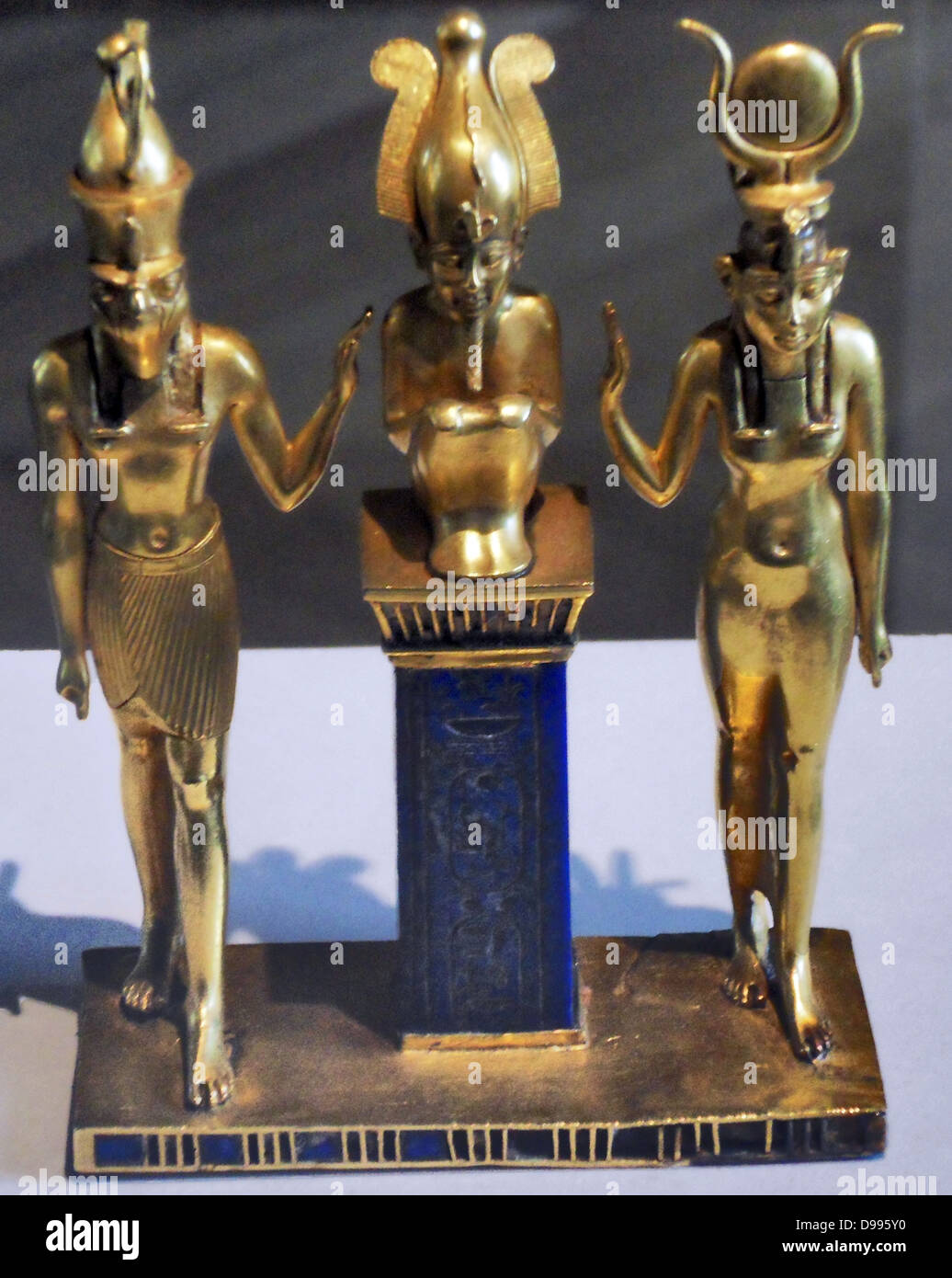 three gods statuette for King Osorkon II (depicts the family of the god Osiris) Osiris is ...