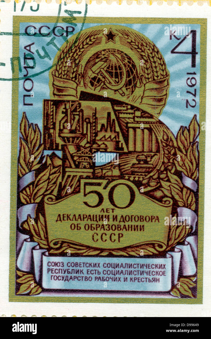 Soviet stamp. The constitution of Soviet Union, circa 1972 Stock Photo ...
