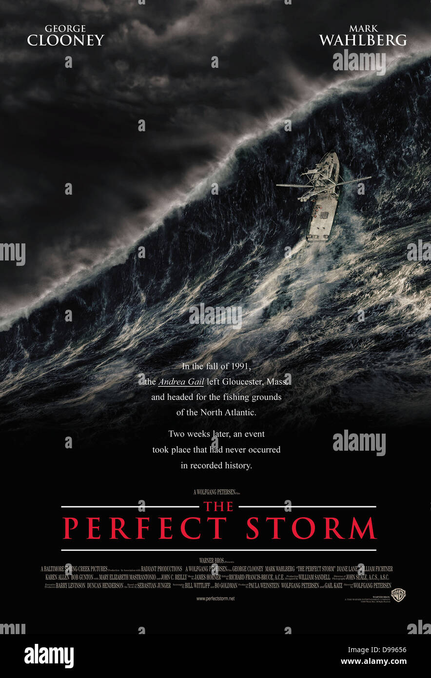 Film Poster showing Rising waves during a perfect storm event Stock ...