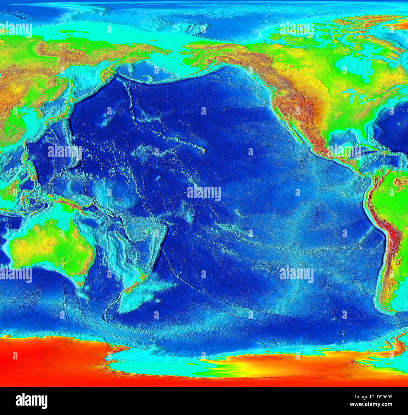 The Pacific is ringed by many volcanoes and oceanic trenches Stock ...