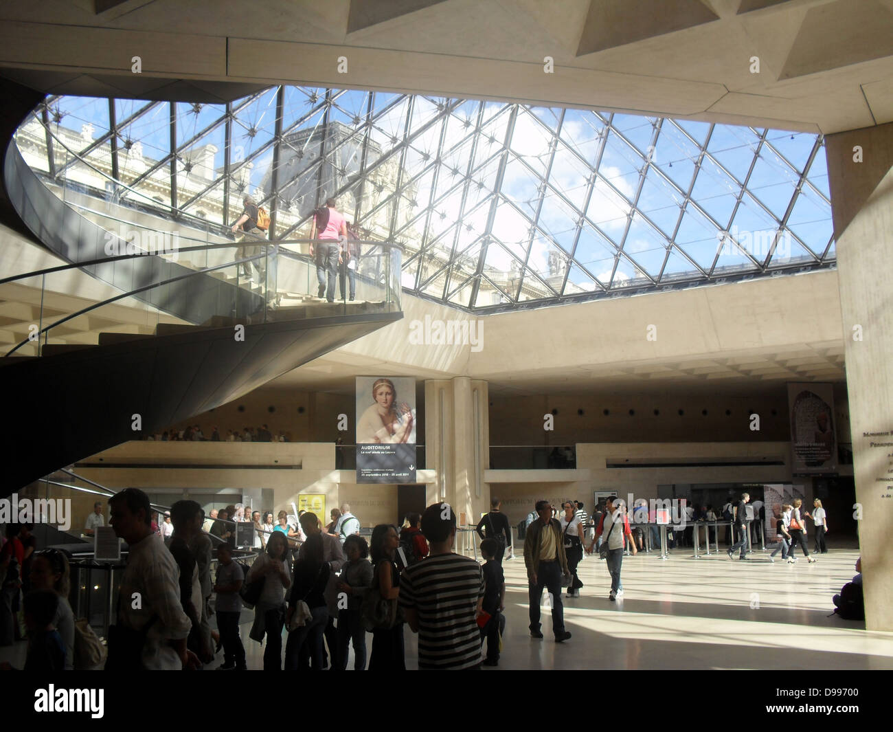 Interior of the 'Louvre Pyramid' at the Louvre museum, Paris France ...