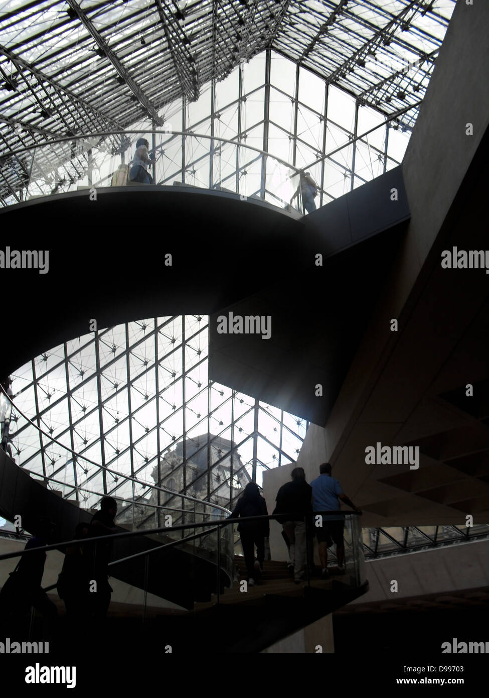 Interior of the 'Louvre Pyramid' at the Louvre museum, Paris France ...