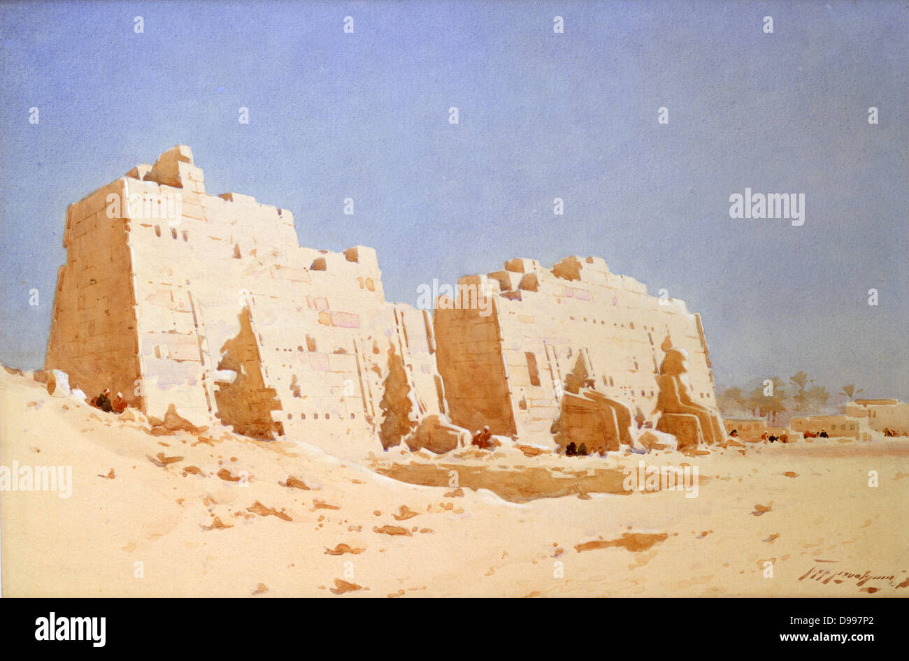 The Eighth Pylon, Karnak, Thebes', c1911. Watercolour over pencil ...