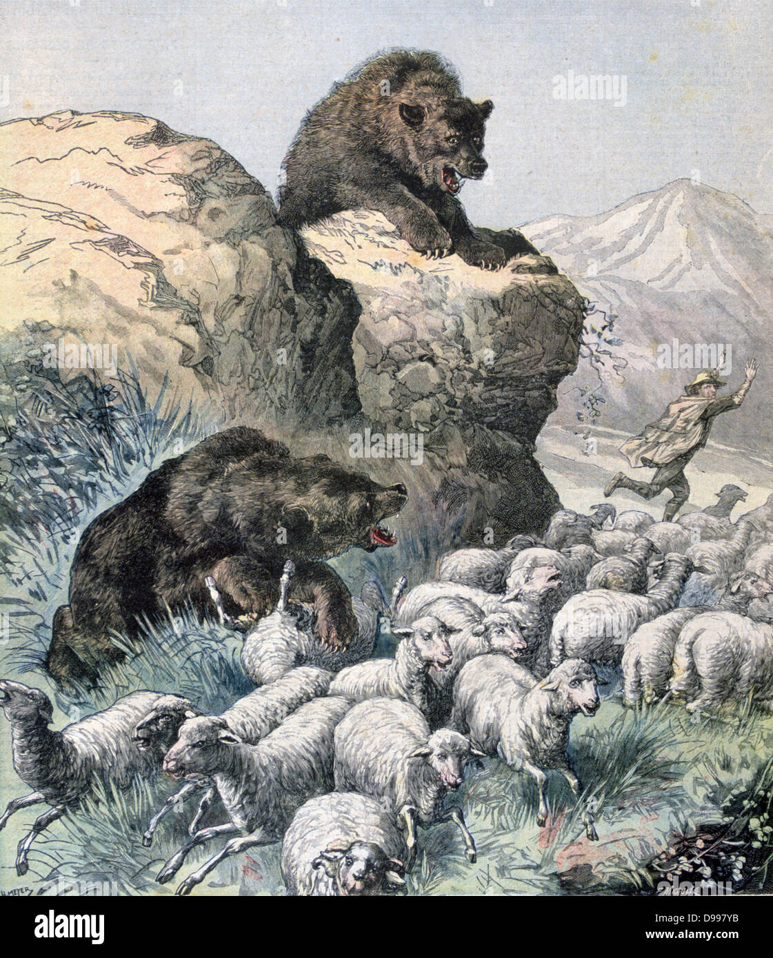 Historical shepherd and sheep hi-res stock photography and images - Alamy