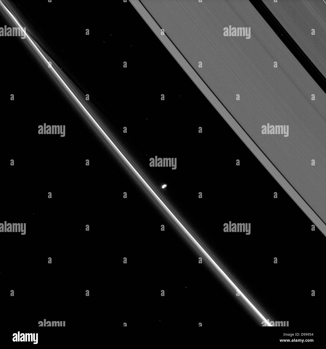 Saturn's small moon Prometheus. Cassini Stock Photo - Alamy