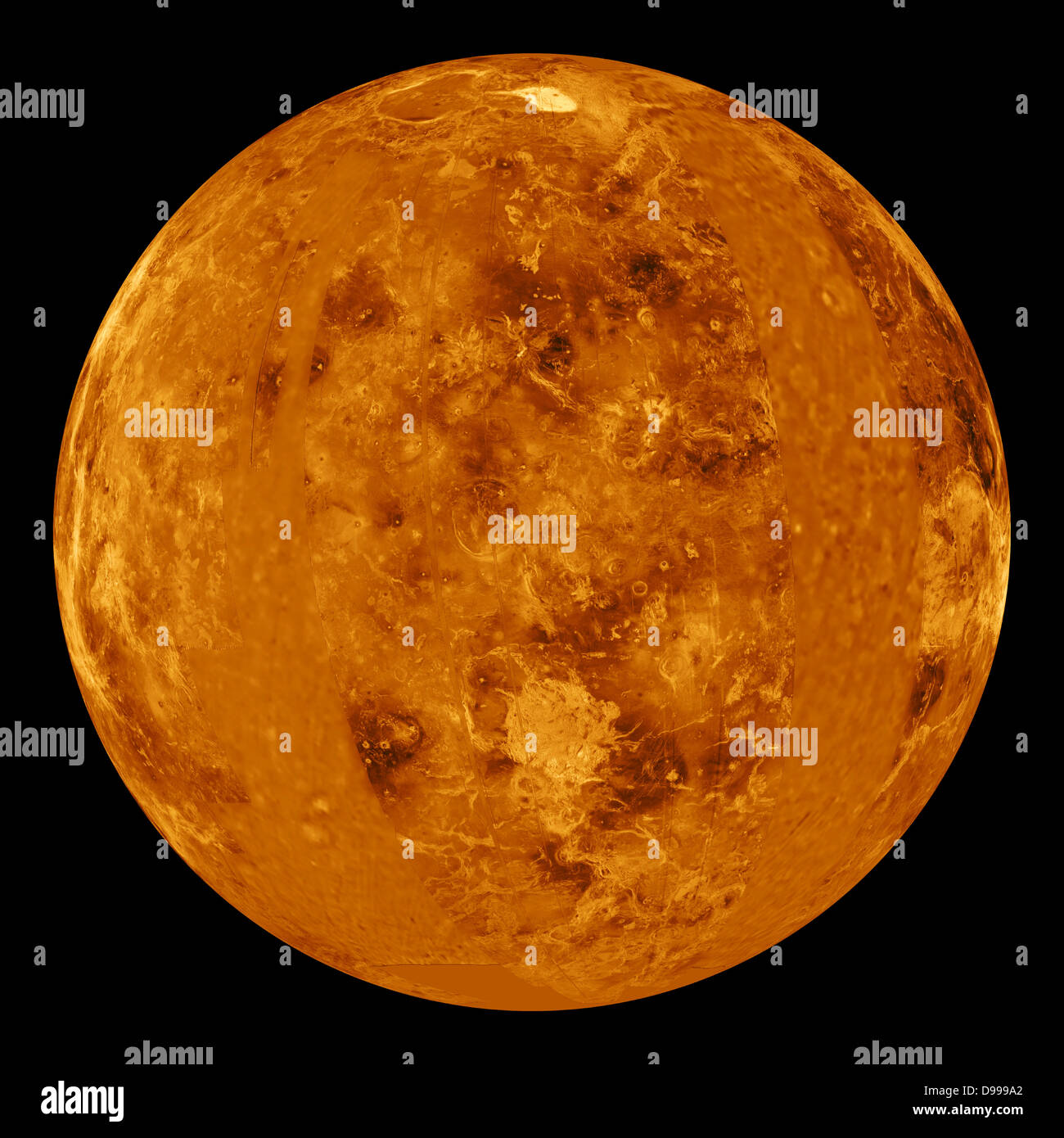 This global view of the surface of Venus is centered at 0 degrees east ...