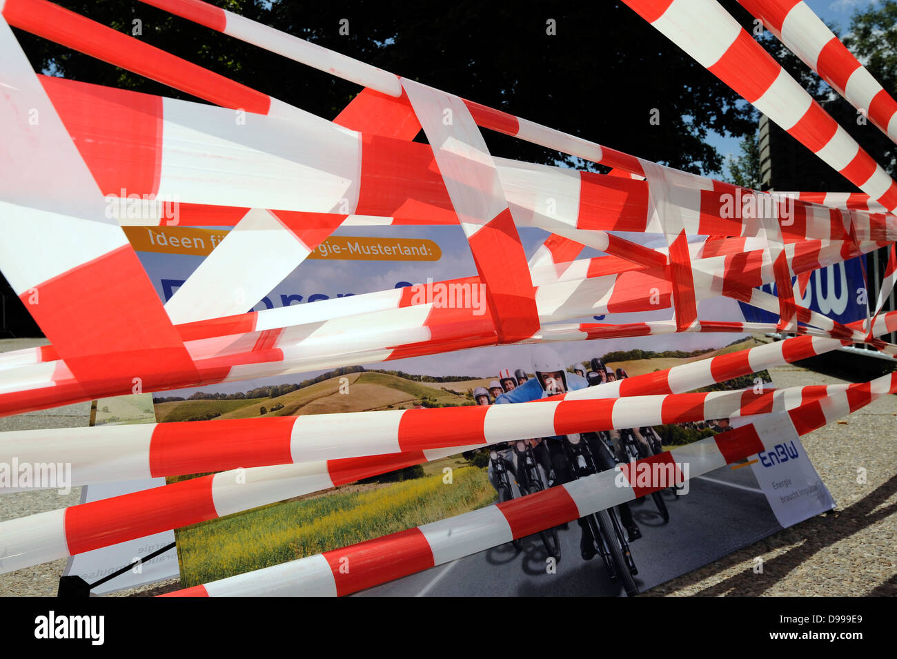 Banderole, stop tape, white-red Stock Photo - Alamy