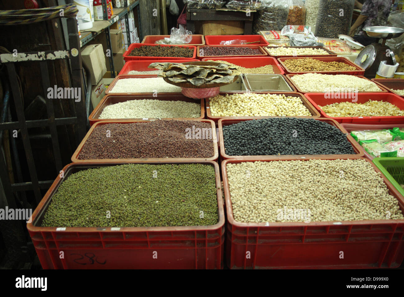 Dried food stall in a Chinese food shop at Yaowaraj market Bangkok's ...