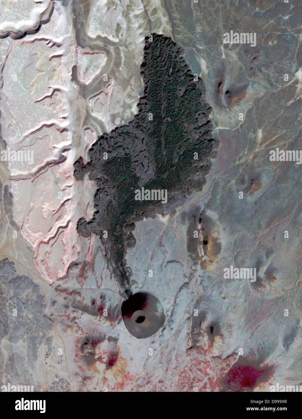 SP Crater, a volcanic cone and flow in Arizona, is visible in this ...