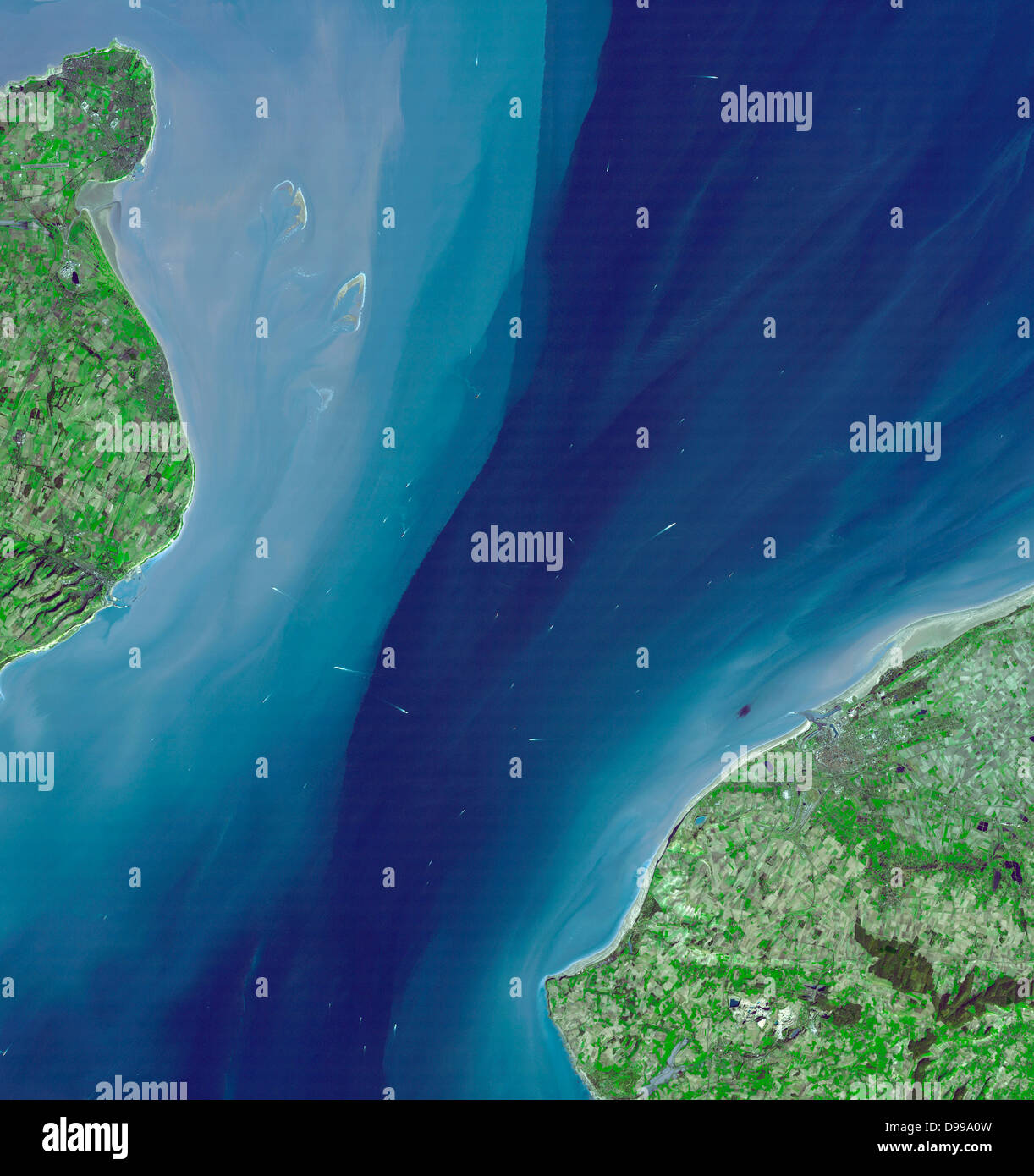 The Channel (English Channel) at the Straits of Dover. Satellite image ...