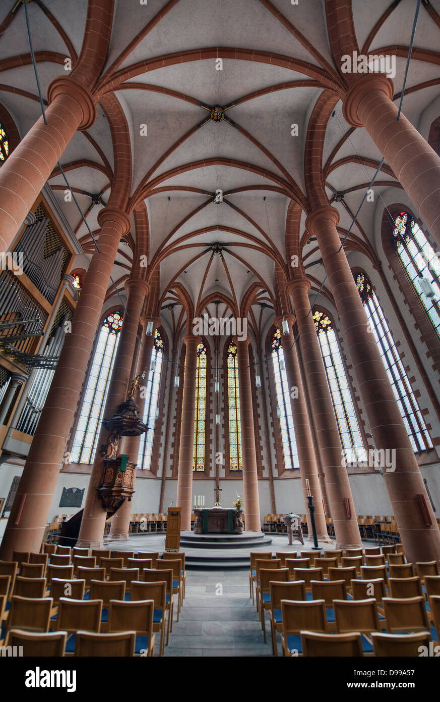 The interior of the late Gothic Heiliggeistkirche (Church of the Holy ...