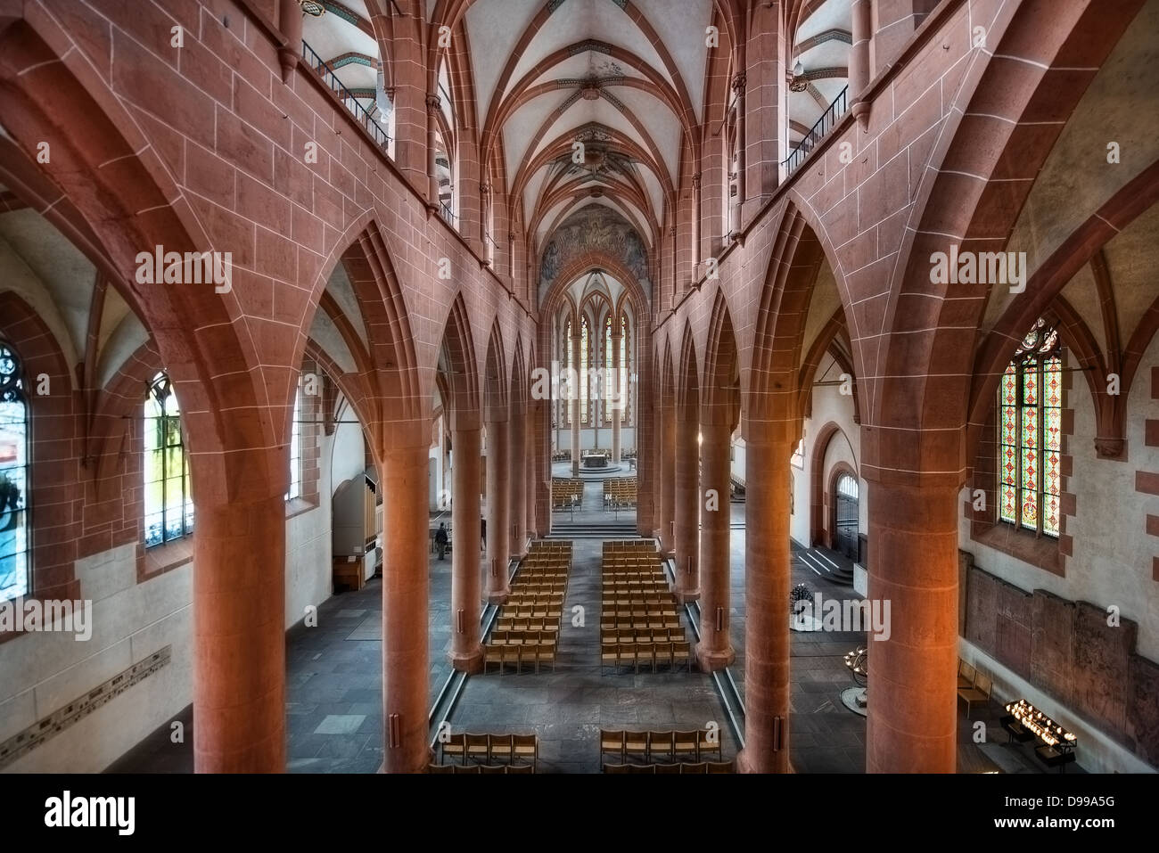 The interior of the late Gothic Heiliggeistkirche (Church of the Holy ...