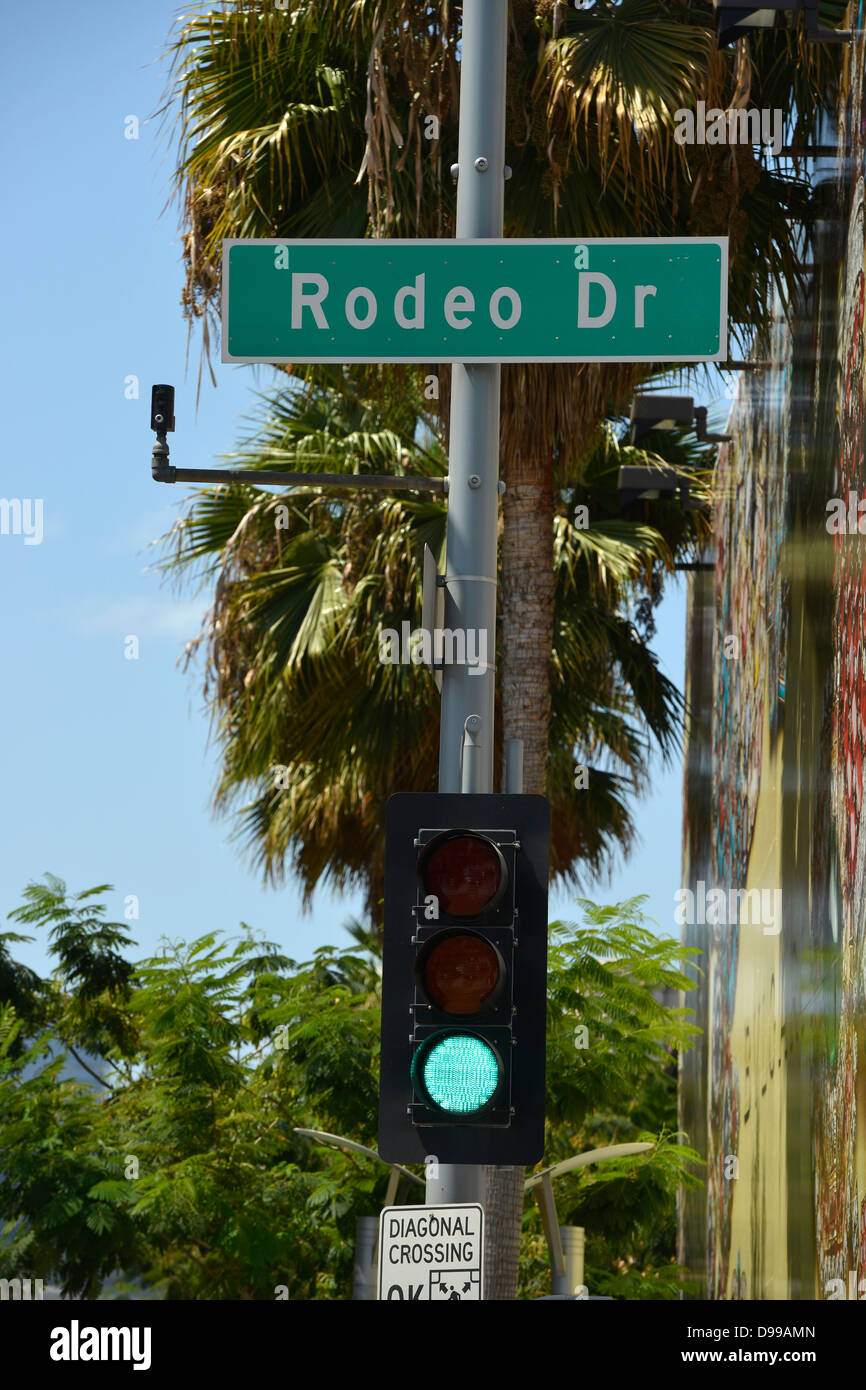 supervision camera, street sign Rodeo drive, noble shopping street ...