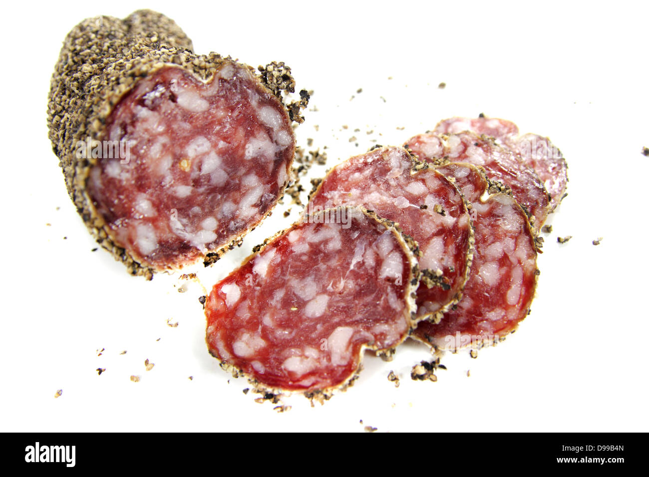 Sliced pepper salami Stock Photo - Alamy