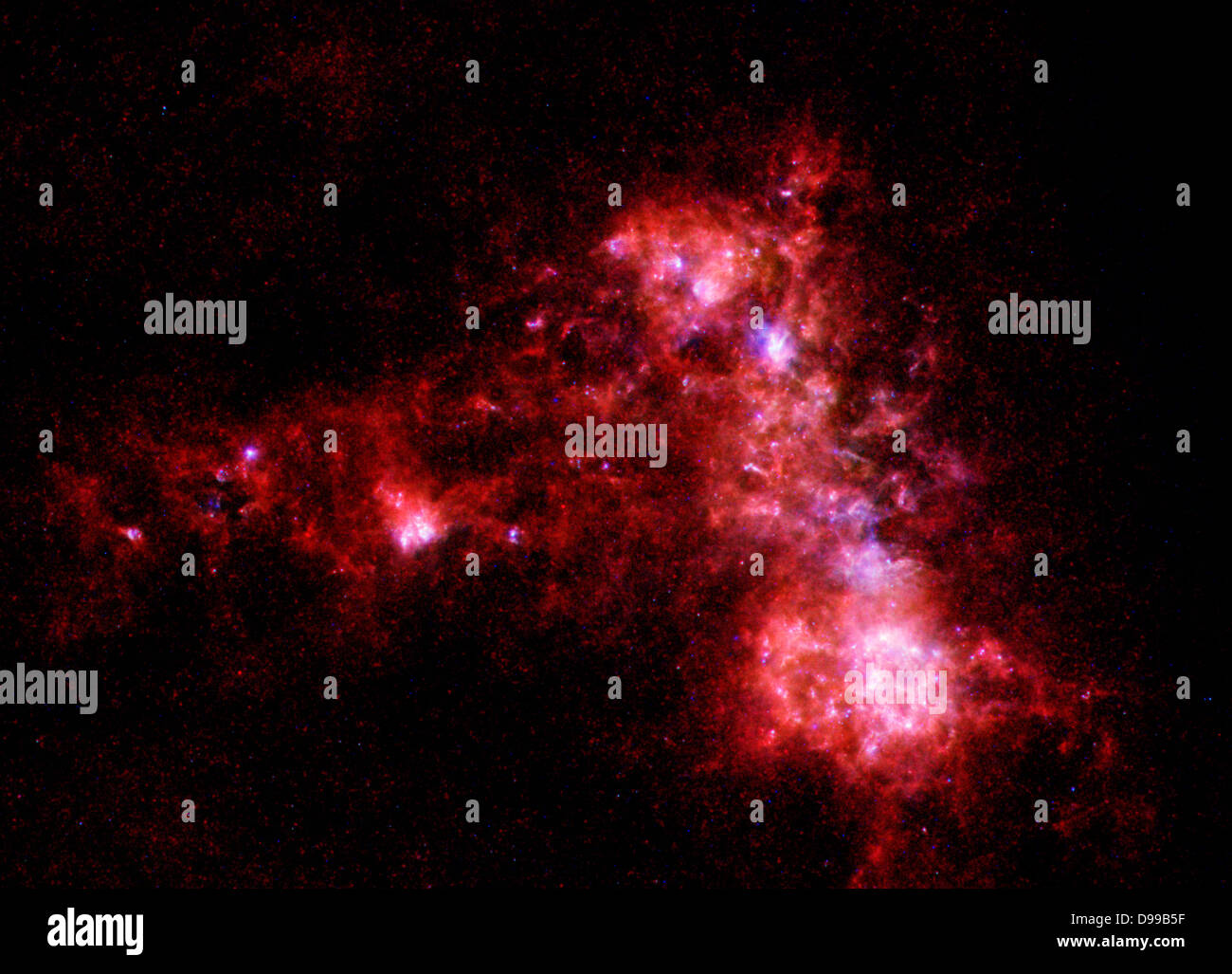 This image shows the Small Magellanic Cloud galaxy in infrared light ...
