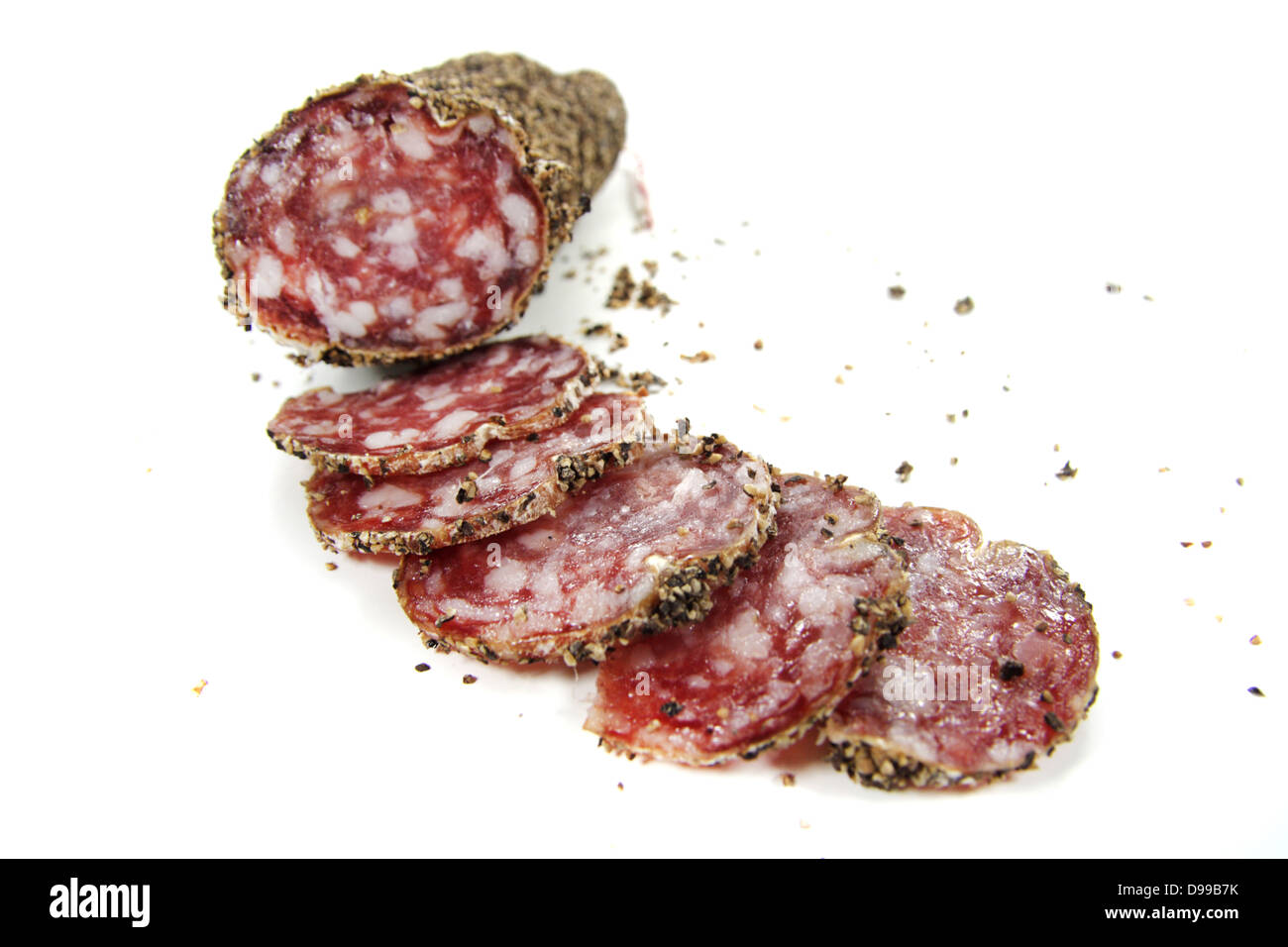 Sliced pepper salami Stock Photo - Alamy