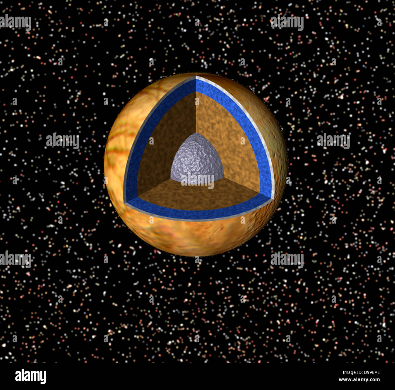 Cutaway views of the possible internal structures of the Galilean ...