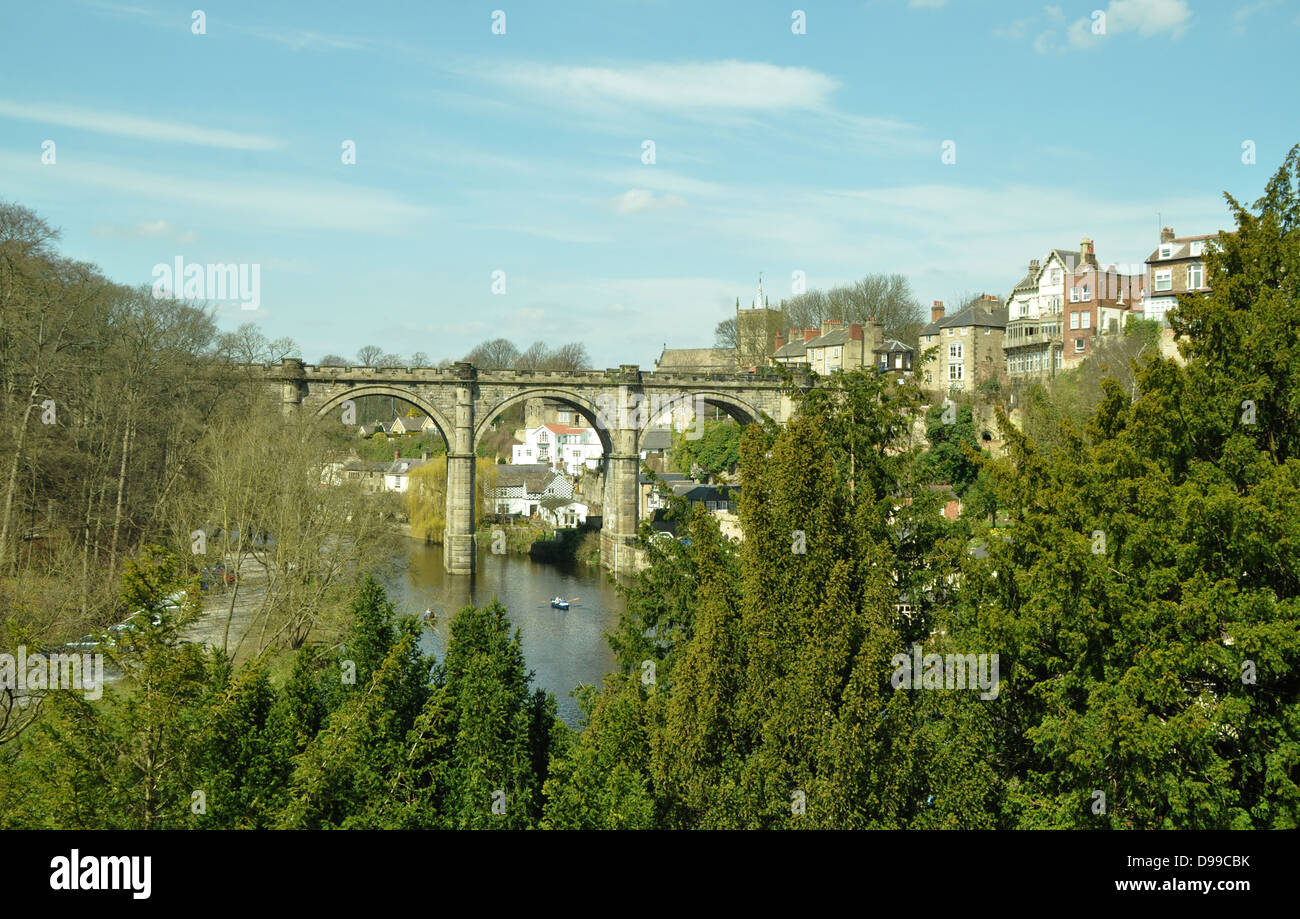 Knaresborough bridge tourists river Nidd Yorkshire Stock Photo - Alamy