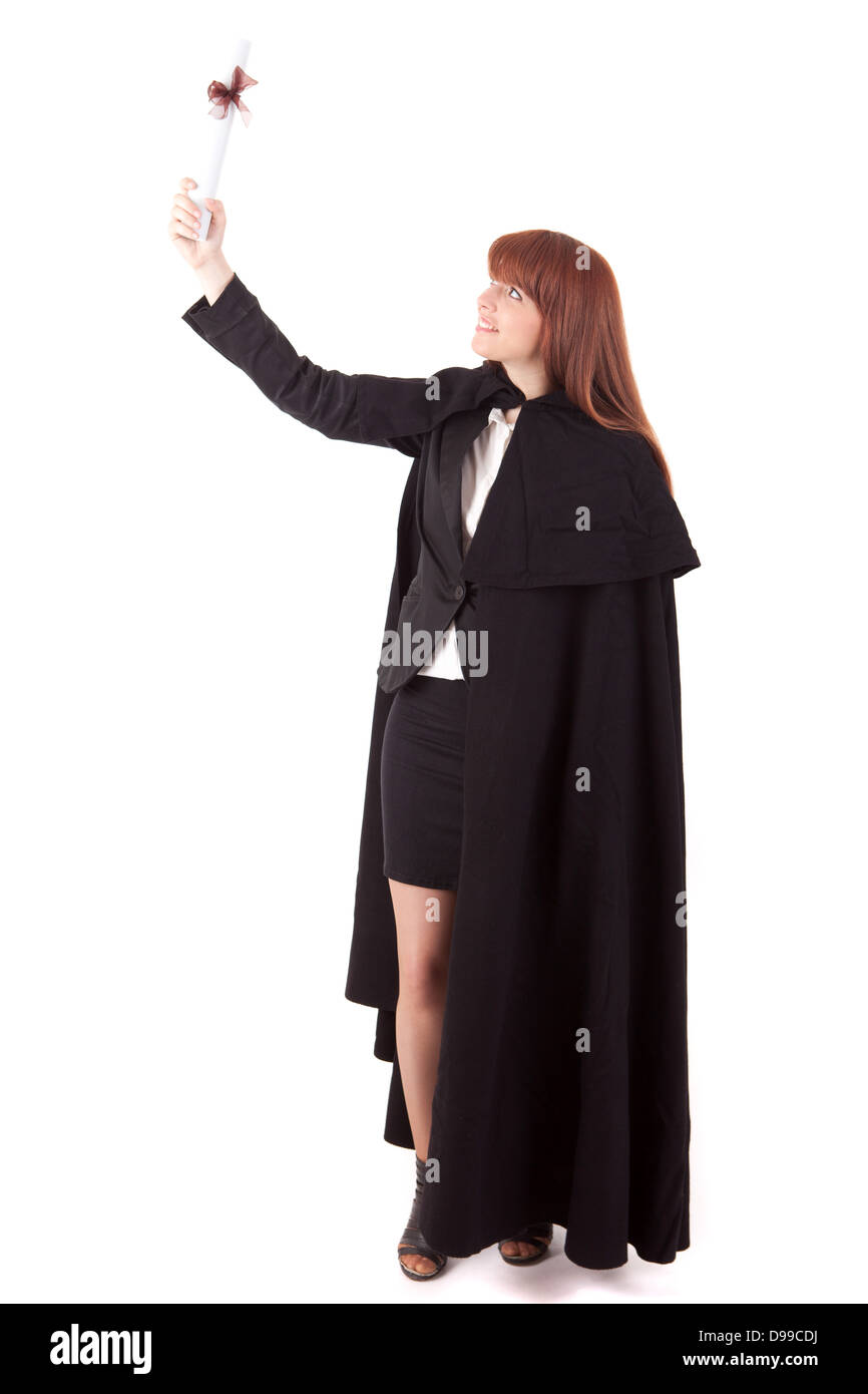Young graduated woman in univeristy costume Stock Photo - Alamy