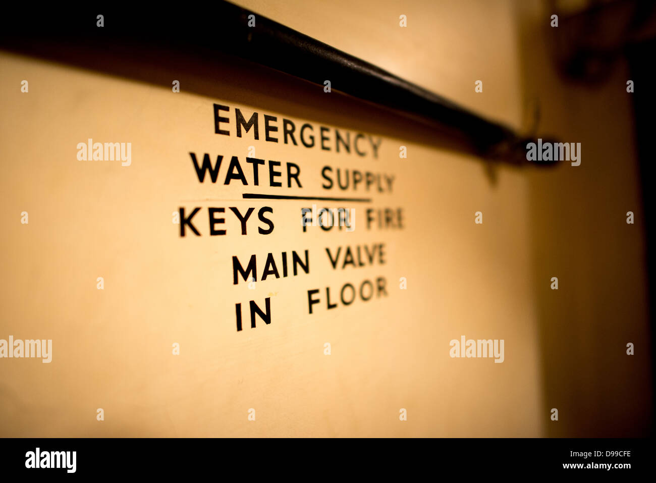 LONDON, United Kingdom — Emergency water supply sign painted on the ...