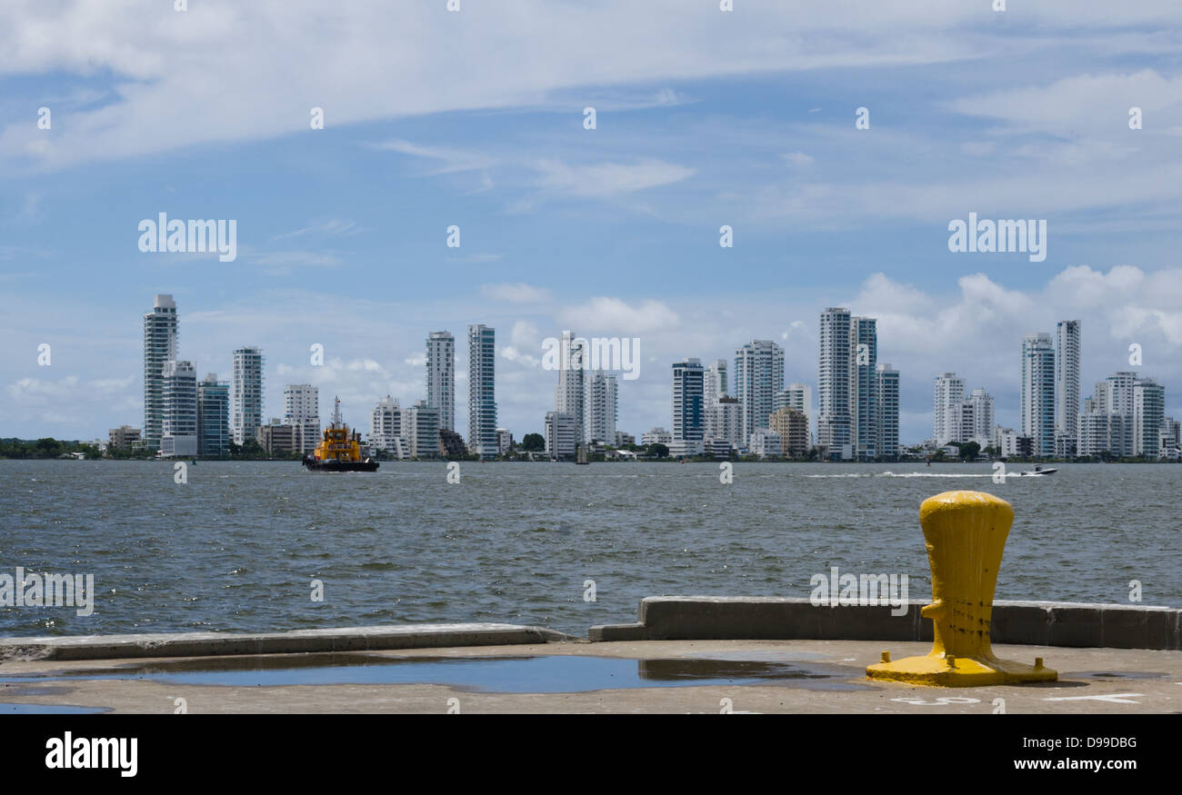 The Cartagena skyline from the container port dock Stock Photo - Alamy