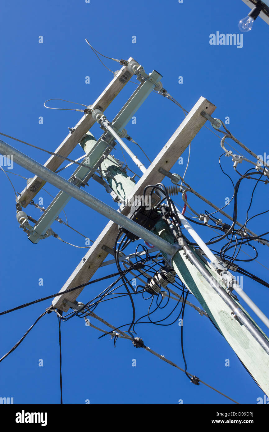 High tension power distribution pole Stock Photo - Alamy