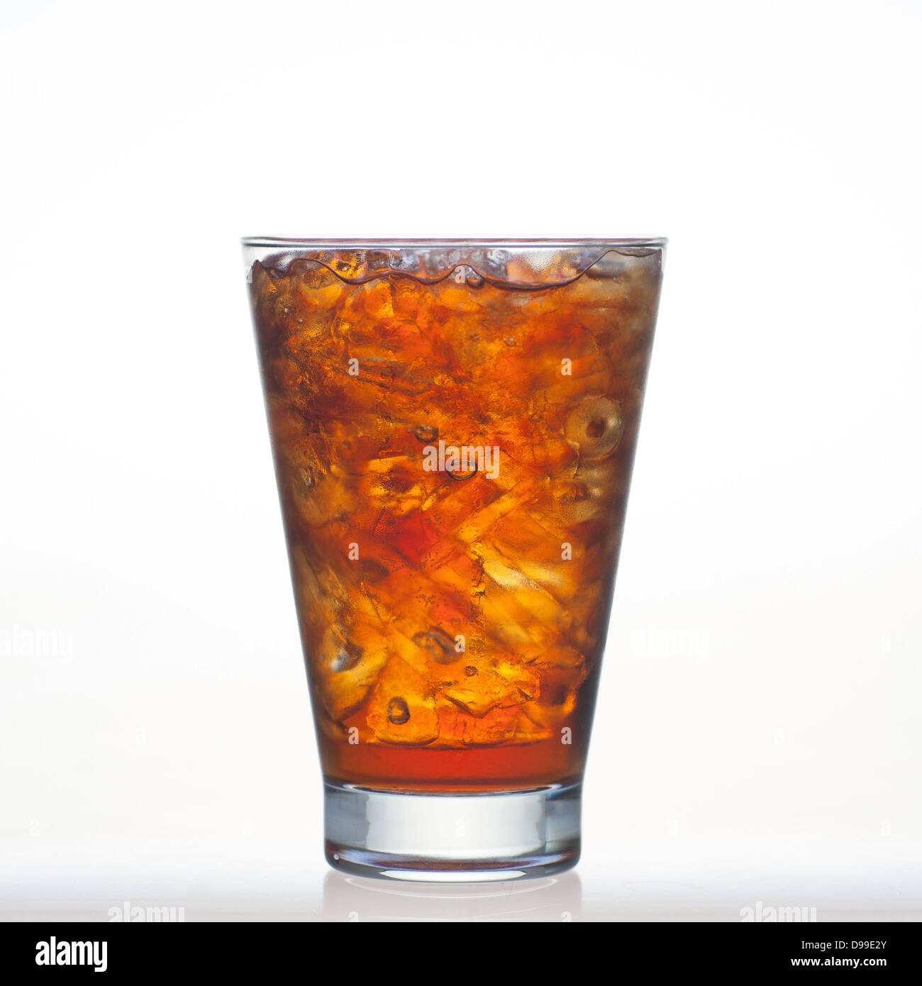 Root beer flavor aerated drinks with water soda and ice in glass ...