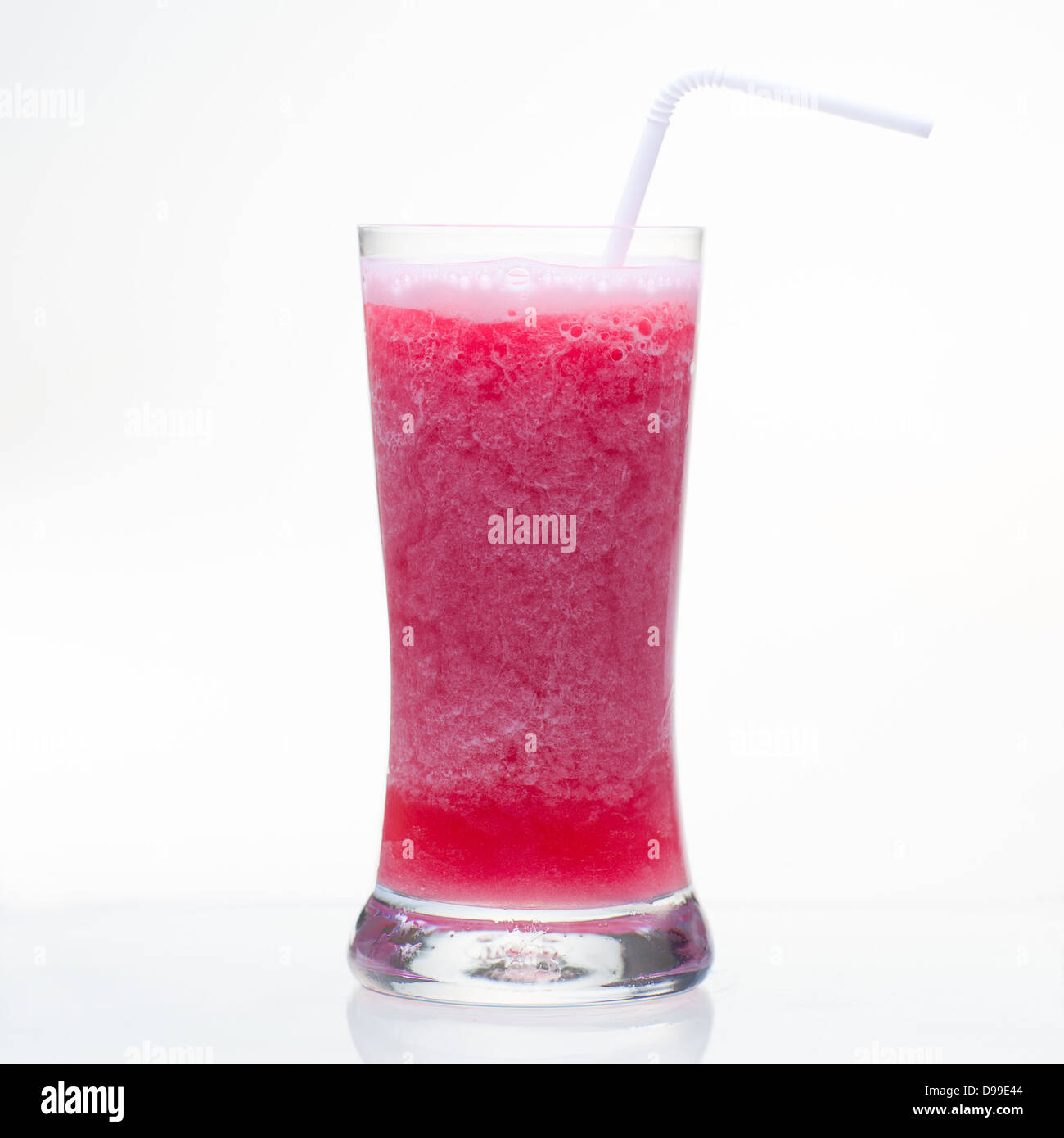 Cold and sweet strawberry shake in glass isolated on white background ...