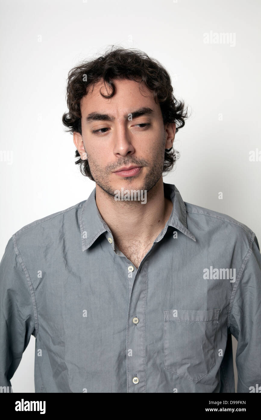 Pensive Man Frowning Stock Photo - Alamy