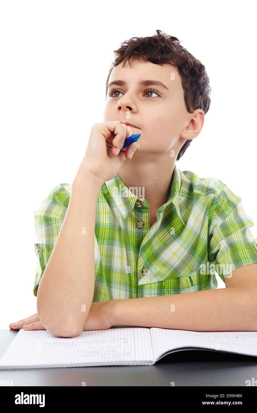 Boy writing thinking hi-res stock photography and images - Alamy