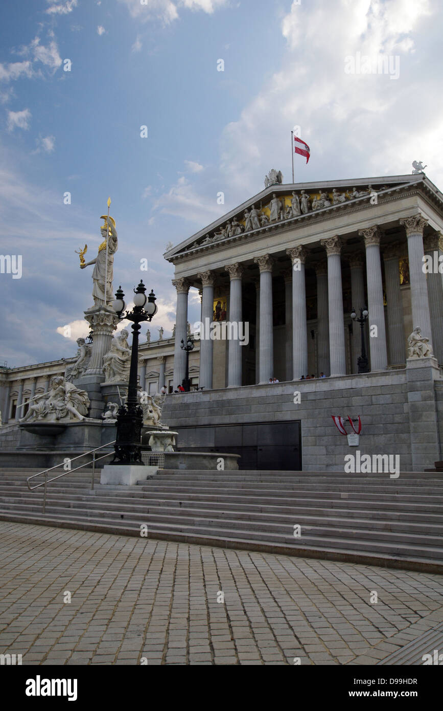 Austrian Parliament Building with the statue of Pallas-Athena on the ...