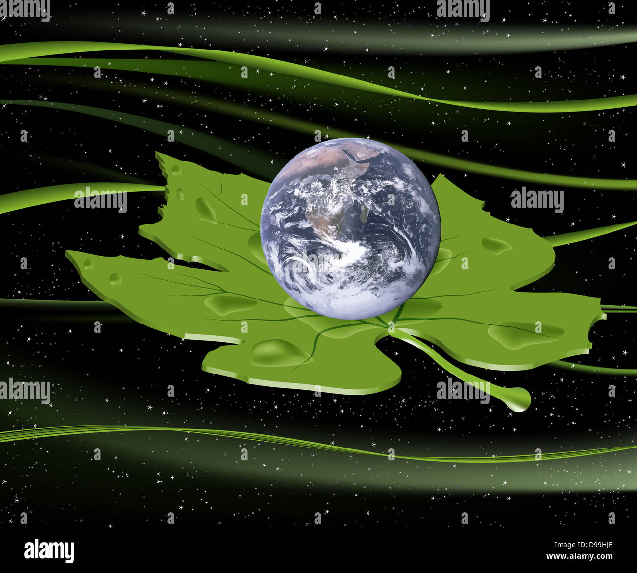An ecological image showing the earth inside a leaf Stock Photo - Alamy
